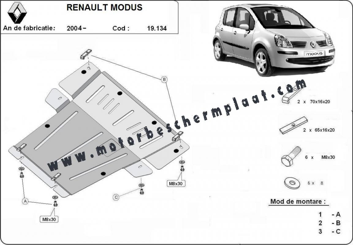 Motor, Versnellingsbak en Radiator Beschermplaat voor Renault Modus ...